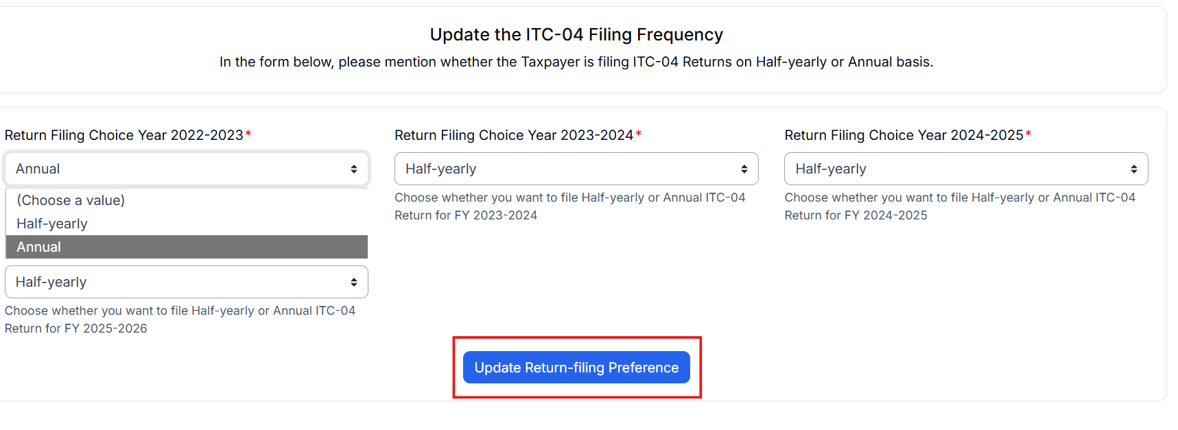 How to Set the ITC-04 Frequency in GSTZen – GSTZen