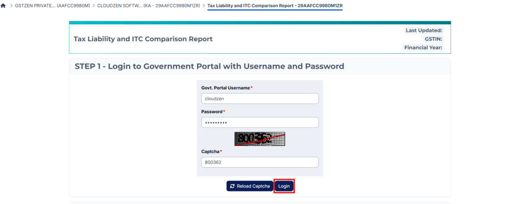 Tax Liability and ITC Comparison Report – GSTZen